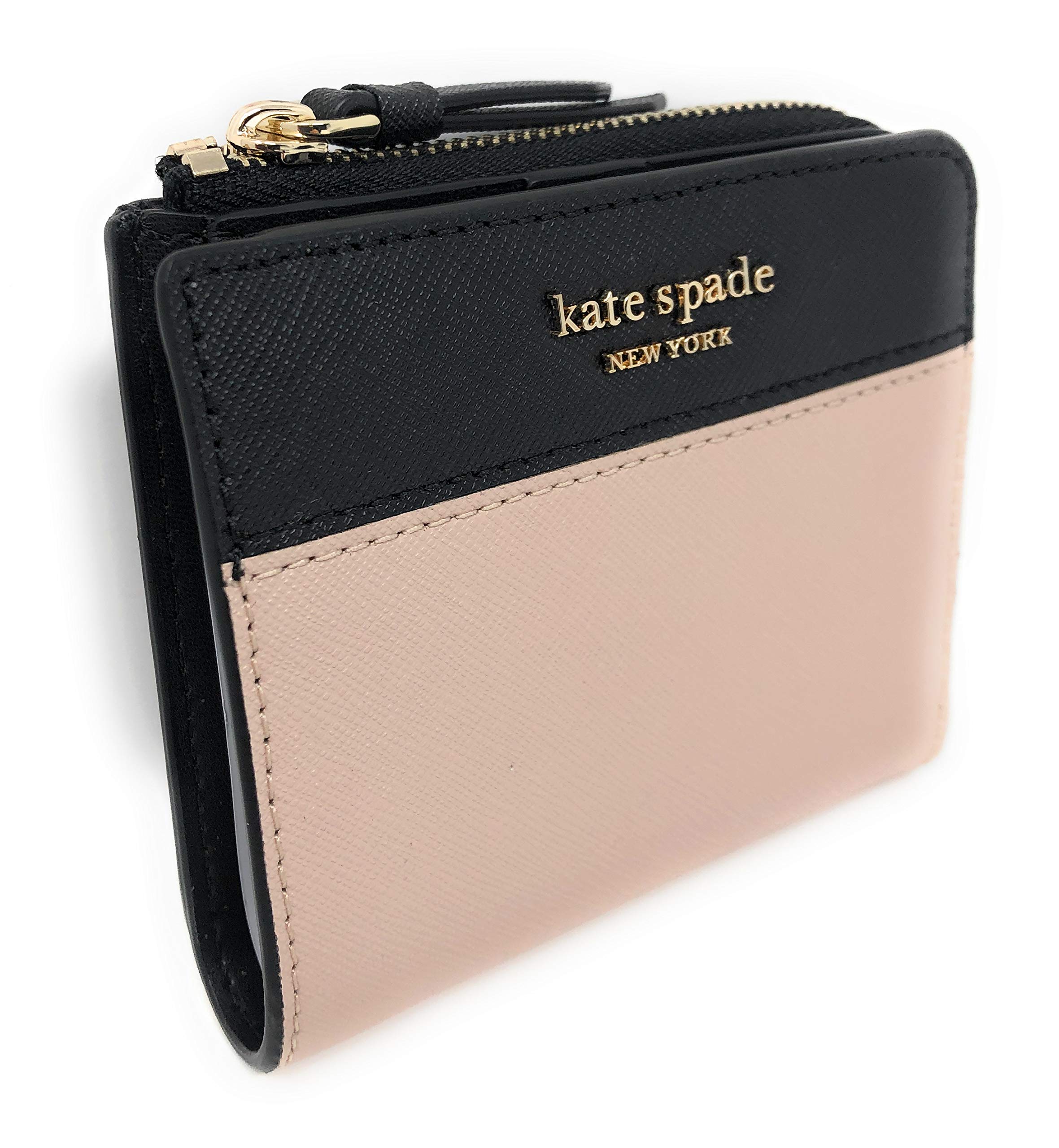 Kate Spade New York Small L-Zip Bifold Wallet Beige Black