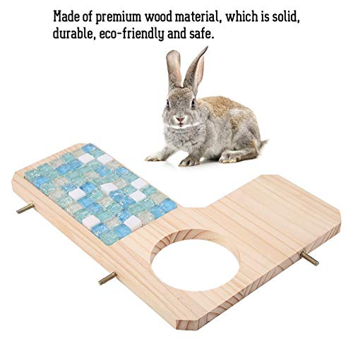 Ichiias Hamster Platform Double-Sided Wooden Rabbit Pedal Small Pet Crystal Stone Cooling Mat Pad, Chinchilla Cage Sturdy Standing and Jumping Wooden Board for Cage Rat Cage