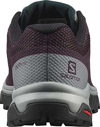 Salomon Outline Hiking Shoes for Women, Wine Tasting/Quarry/Green Gables, 6