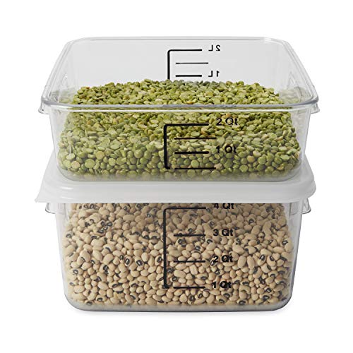 Rubbermaid Commercial Products-FG630400 Plastic Space Saving Square Food Storage Container For Kitchen/Sous Vide/Food Prep, 4 Quart, Clear, LID SOLD SEPARATELY