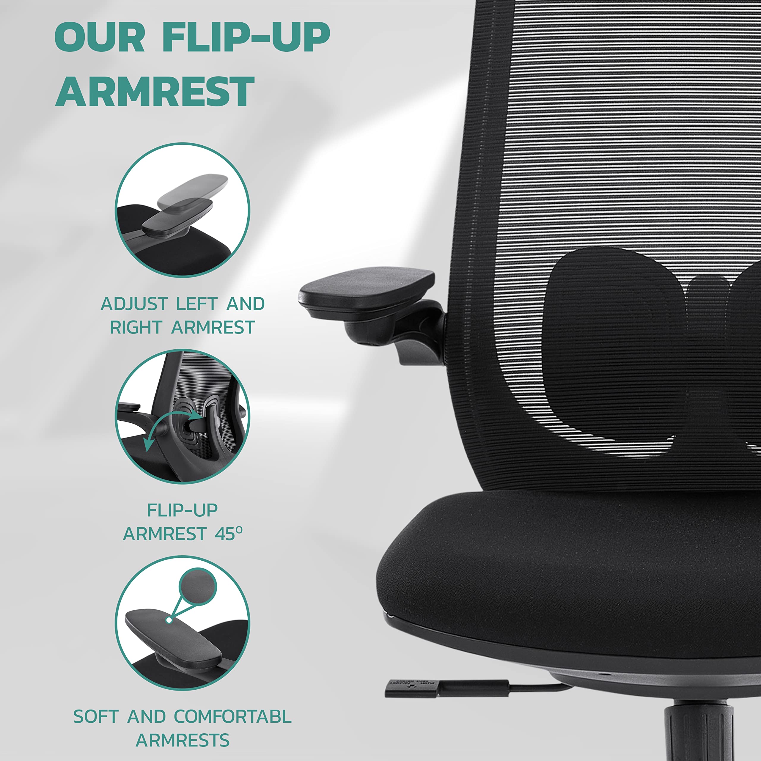 BROBRIYO Ergonomic Office Chair, Thick Cushioned Seat, Home Office Desk Chair with Seat Slider, Adjustable Lumbar Support,Headrest,3D Armrest,Tilt Function, Executive Chair Rolling