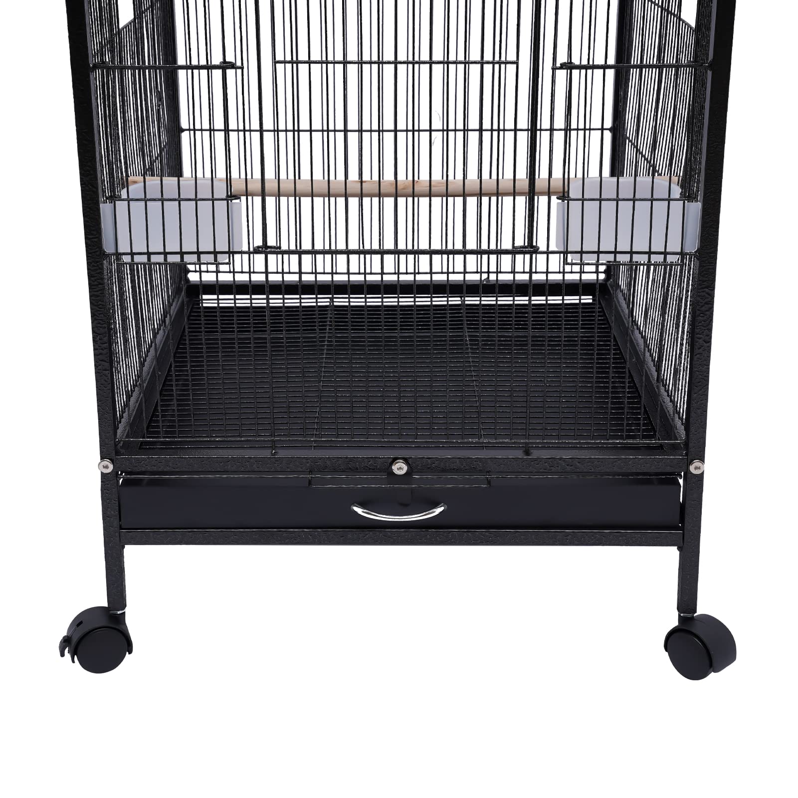 Bird Cage,Black Large Bird Cage with Rolling Stand,Large Pet Cage with Wheels,Cockatiel Parakeet Finch Parrot Birdcage 5 Door (17.9" L x 17.9" W x 39.9" H)