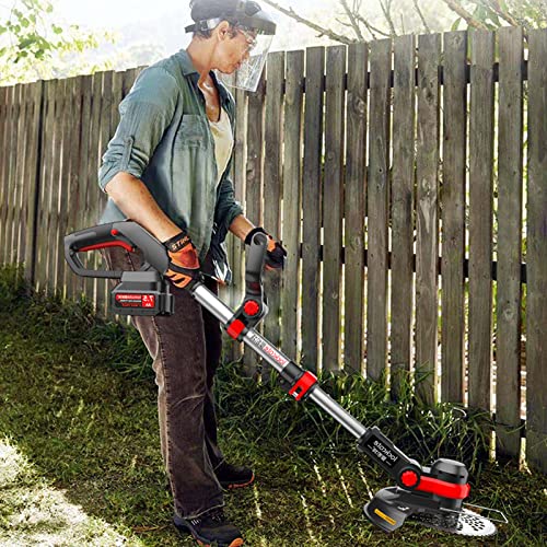 Mrzneaoch Battery Powered Weed Eater Newly Upgraded 8-Inch Blade Grass Trimmer for Lawn Trimmingtwigsbrush Cutting(Black)