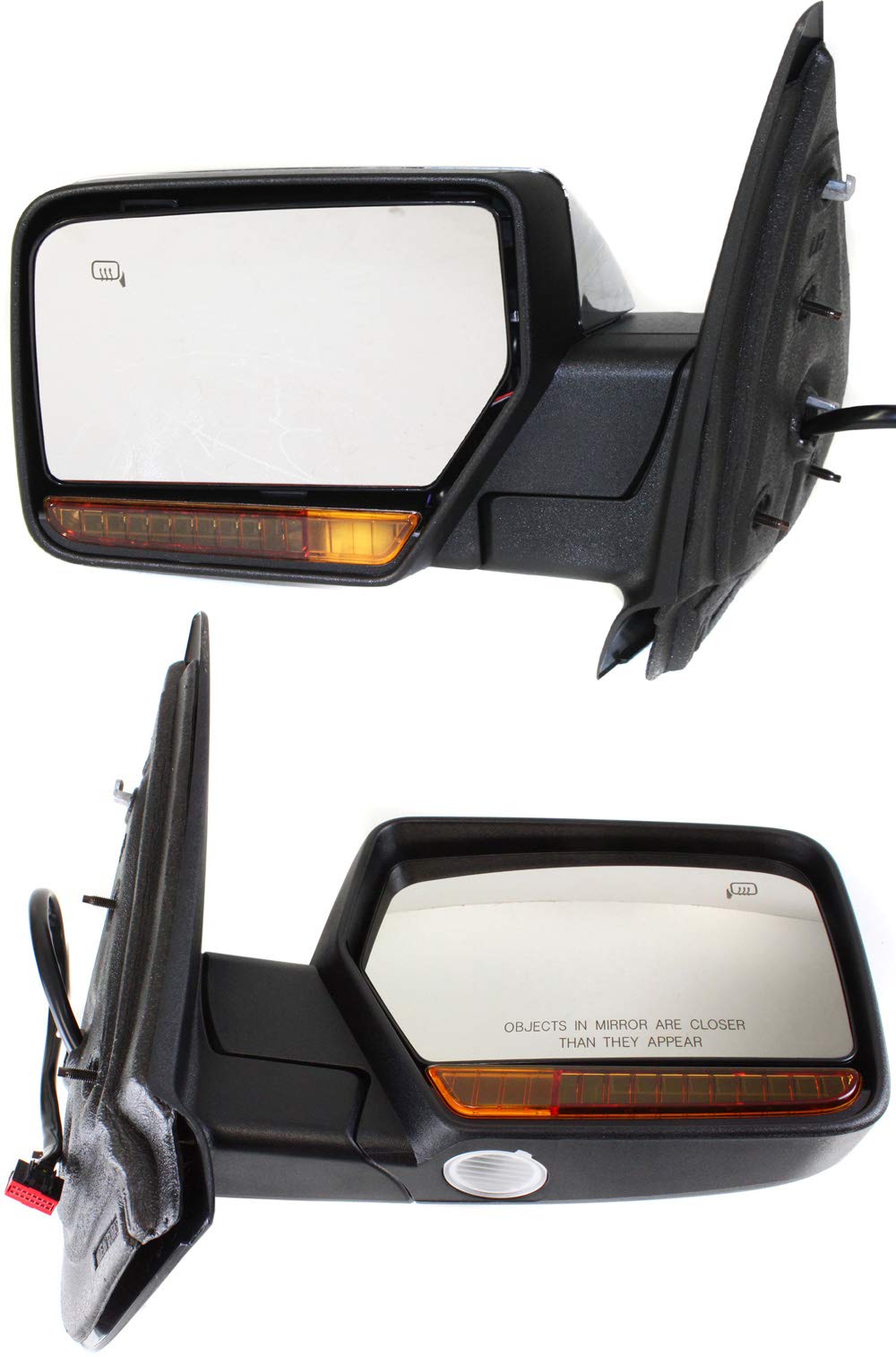 Kool Vue Driver & Passenger Side Power Heated Mirrors for Ford Expedition Lincoln Navigator 2007-2008 Power Fold With Signal Light, Memory & Puddle Lamp Chrome
