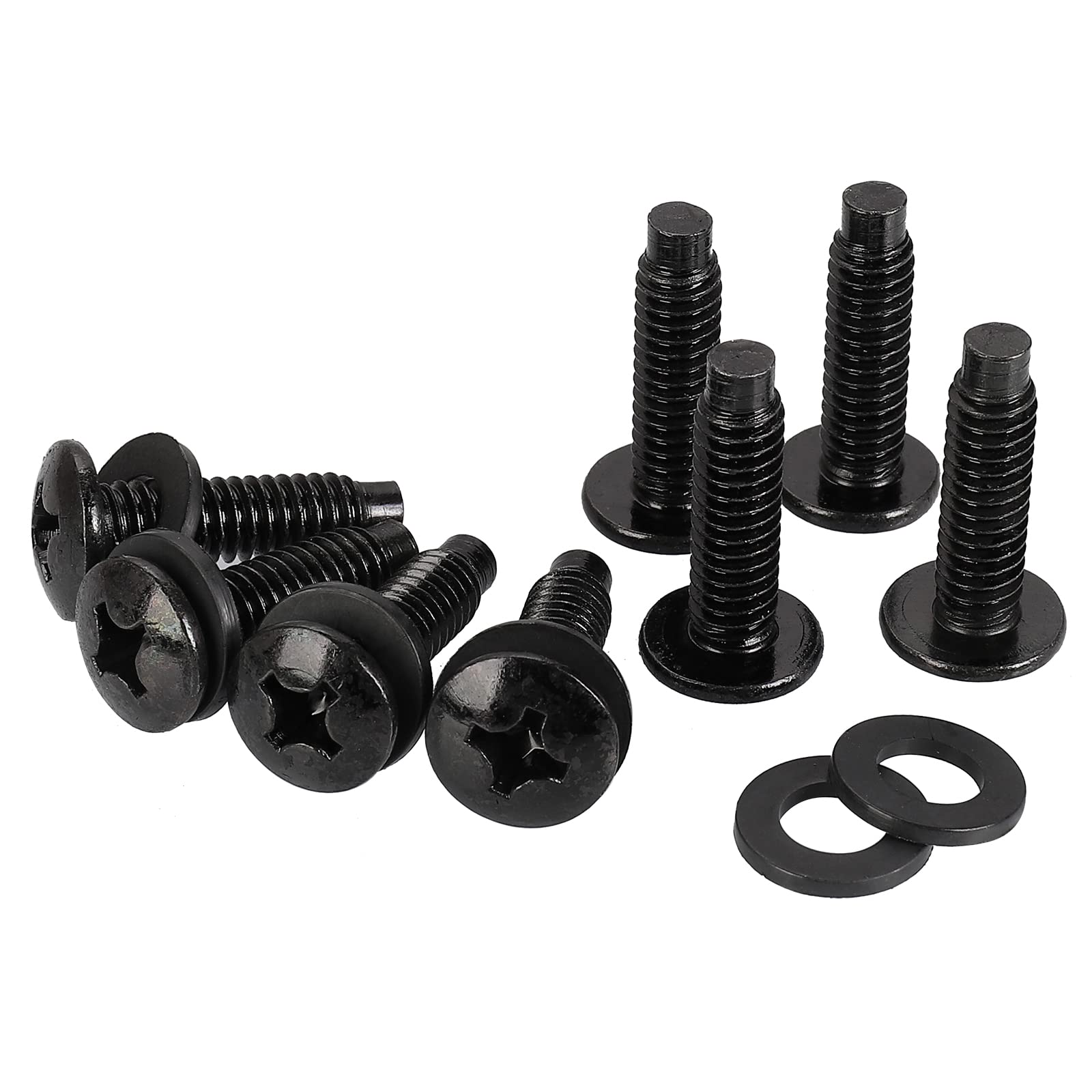 Cqyueen High-Grade Carbon Steel 12-24 Black Rack Screws Set. 60 Sets [Rack Screw + Nylon Washer] for Equipment Server Racks, Enclosures, and Cabinets