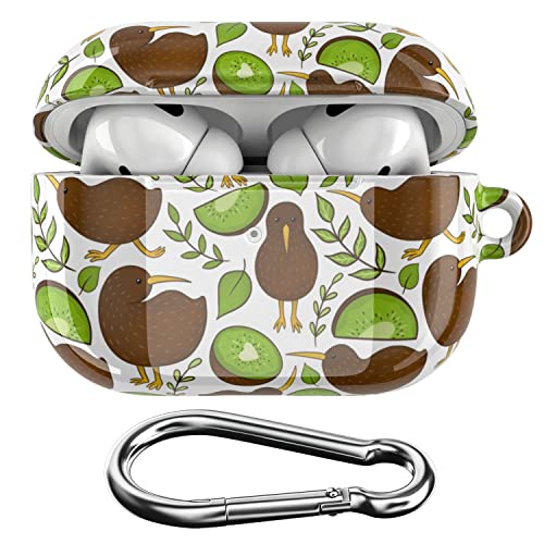 Hard Case Compatible with AirPods Pro 2 | AirPods Pro | AirPods 3 gen 2 1 Design Tropical Exotic Hook Cover Portable Protective Cute with Keychain Earpods Shockproof Kiwi Bird Plastic Fruits