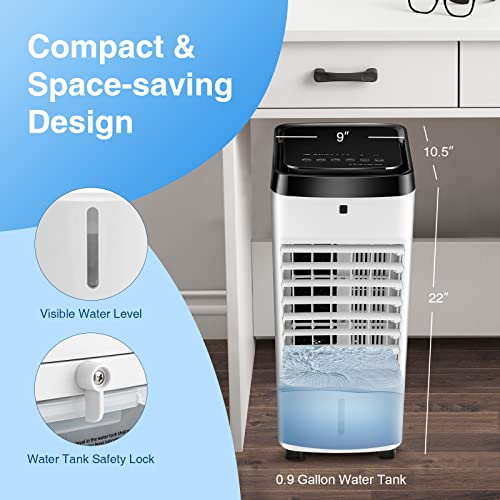 PETSITE Evaporative Air Cooler, Portable Cold Air Cooling Fan with Remote Control, 3.5L Water Tank, 2 Ice Packs, 4 Modes, 3 Speeds, 12H Timer, 70° Oscillation, Personal Swamp Cooler for Bedroom Home Office Dorms