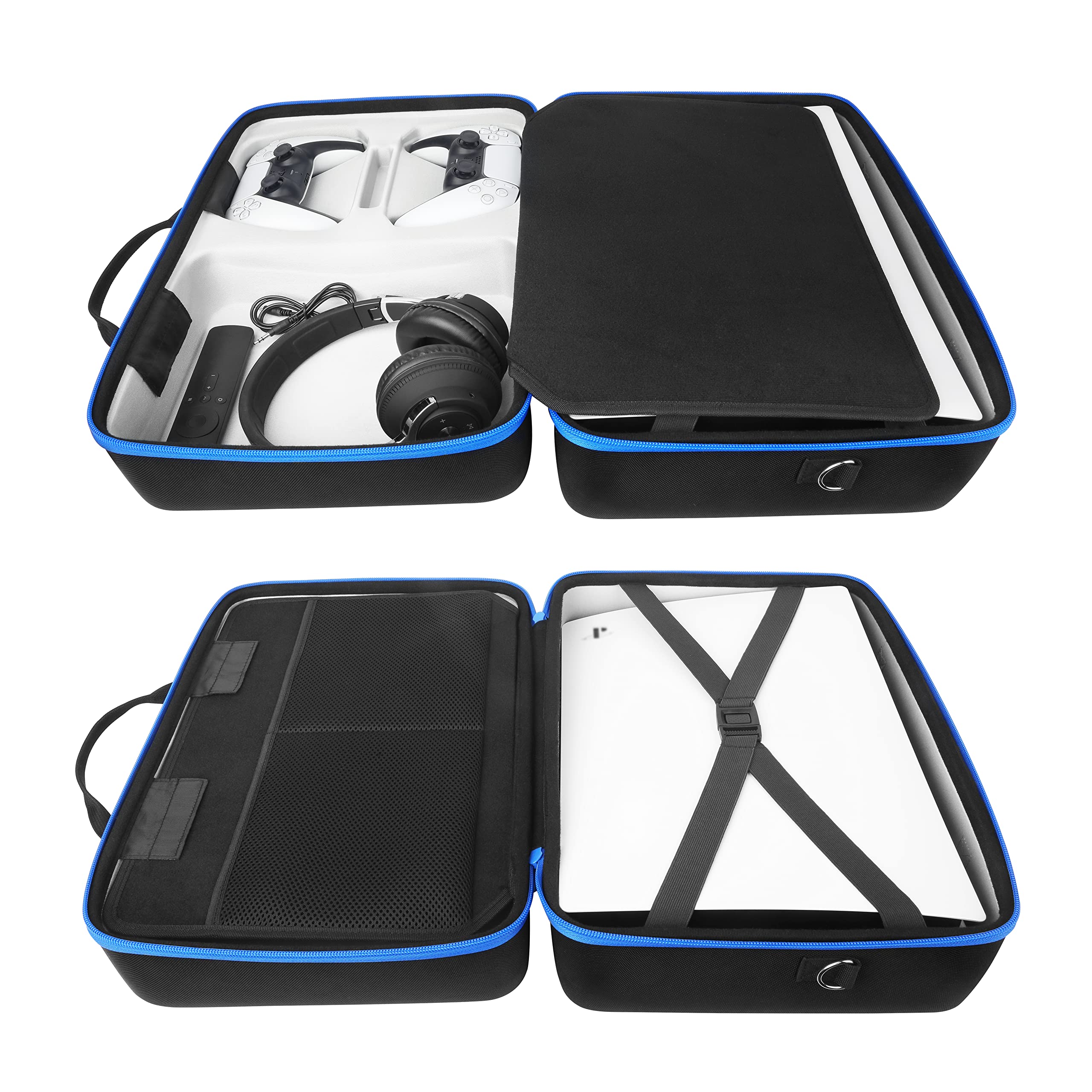 Hard Shell Carrying Case for Playstation 5 Console, Travel Case for PS5 Compatible with Disc& Digital Edition with Base On, Storage Bag for PS5 DualSense Controllers/Pulse 3D Headset/Cords and Other Accessories