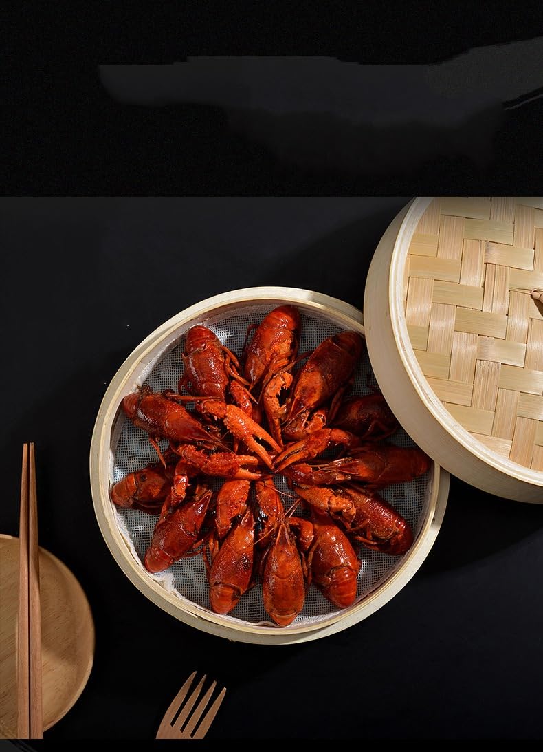 Florauspicious Bamboo Steamer Handmade Basket, Traditional 2-Tier Design - for Dumplings, Rice, Dim Sum, Vegetables, Fish and Meat - Incl. 2 Cotton Cloths (6-Inch)