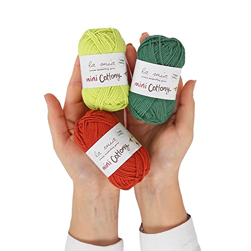 La mia Mini Cottony 20 Skein 100% Cotton Mini Yarn, Total 17.6 Oz Each 0.88 Oz (25g) / 65 Yrds (60m), Light, Dk (V2)