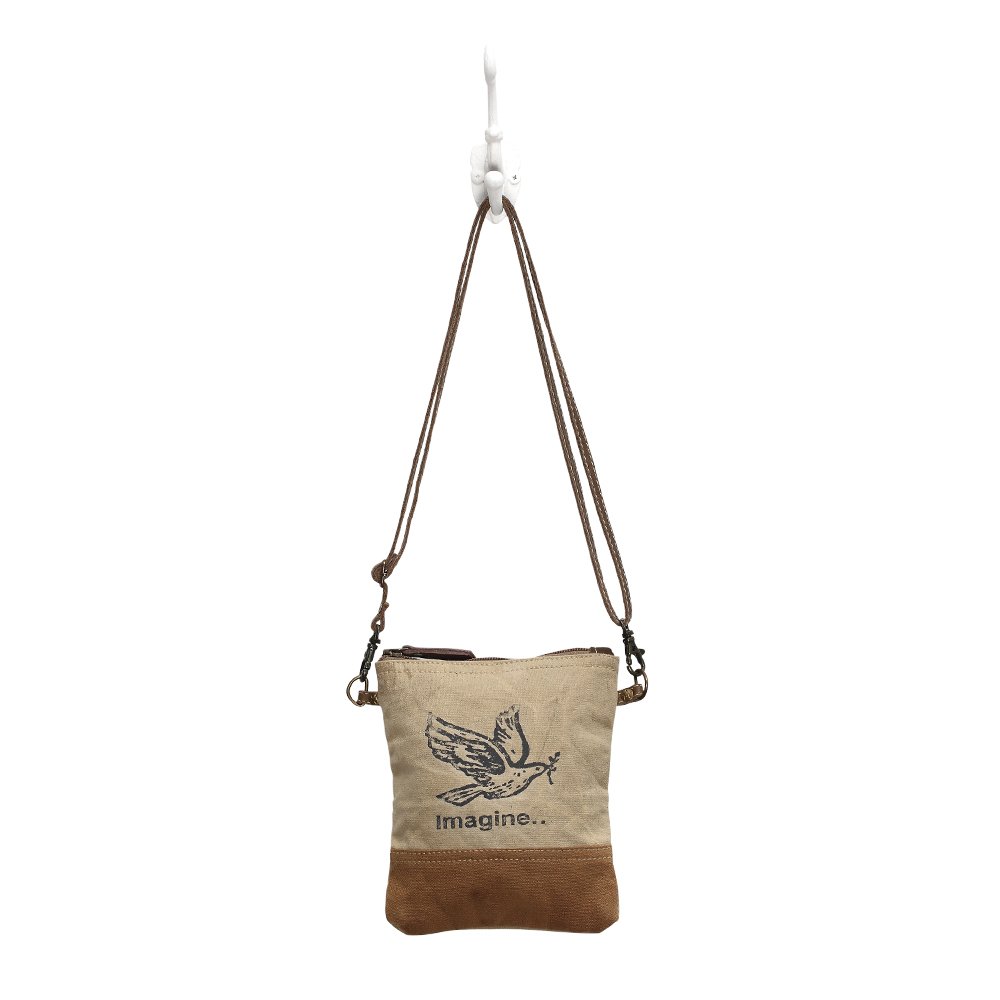 Myra Bag womens Flying Bird Upcycled Canvas Crossbody Bag S-0886