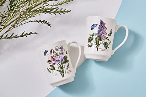 Portmeirion Botanic Garden Collection Flared Tankard Mug | 14 Oz Coffee Mug with Garden Lilac Motif | Made in England from Fine Earthenware | Dishwasher Safe