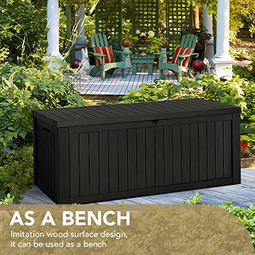 Devoko 150 Gallon Deck Box Resin Outdoor Storage Box Waterproof Storage Container for Patio Furniture Cushions, Pool Toys, Garden Tools