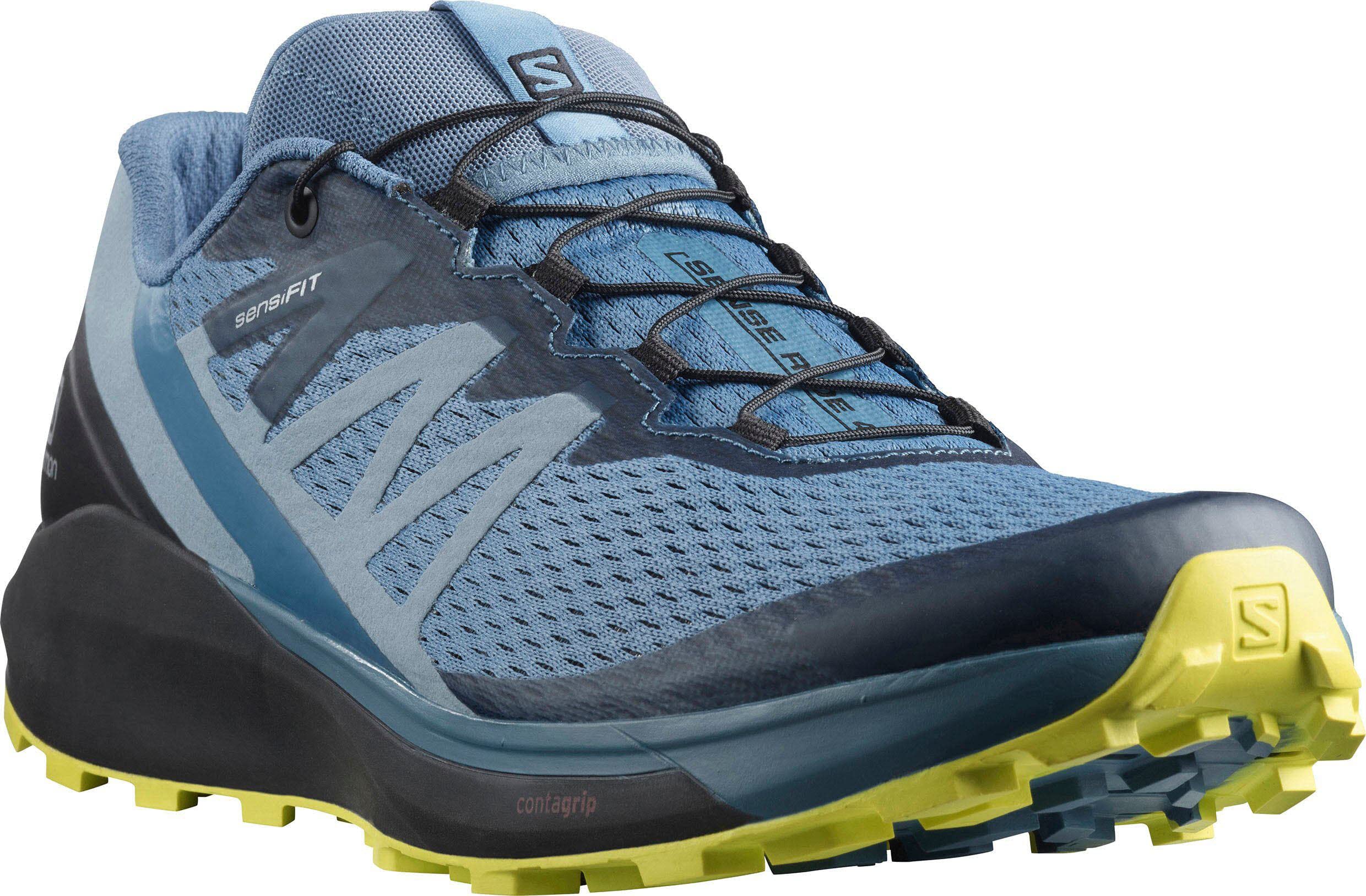 Salomon Sense Ride 4 Trail Running Shoes for Men, Copen Blue/Black/Evening Primrose, 11