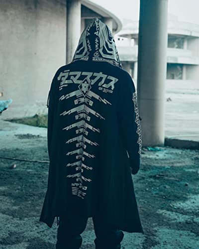 Niepce Inc Graphic Cyberpunk Zip Up Men's Fashion Hoodies Sweatshirts (White, Medium)