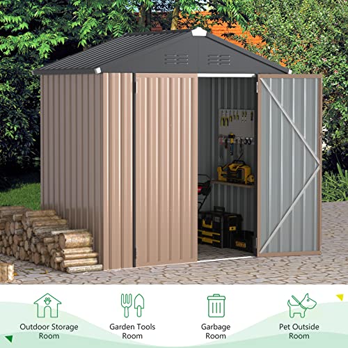 U-MAX 6 x 4FT Outdoor Storage Shed, Lockable Bike Shed,Garden Shed &Tool Shed for Backyard, Patio, Lawn