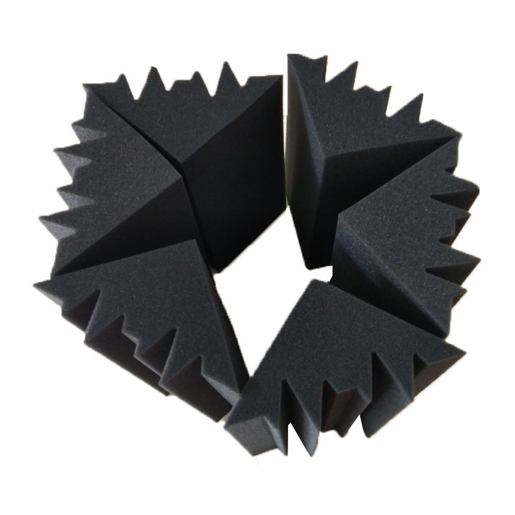 Burdurry New 8 Pack of 4.6 in X 4.6 in X 9.5 in Black Soundproofing Insulation Bass Trap Acoustic Wall Foam Padding Studio Foam Tiles (8PCS, Black)