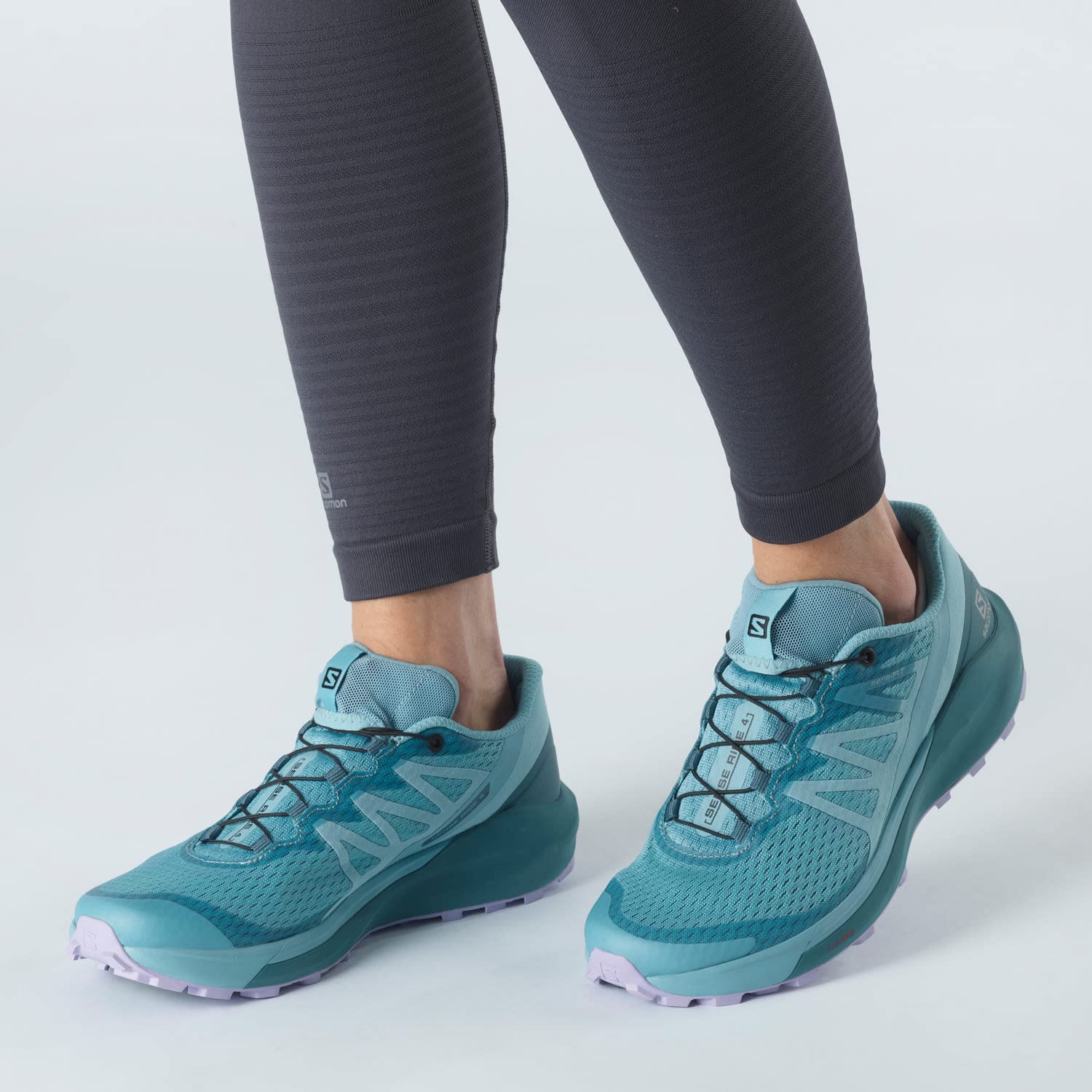 Salomon Sense Ride 4 Running Shoes for Women Trail, Delphinium Blue/Mallard Blue/Lavender, 5