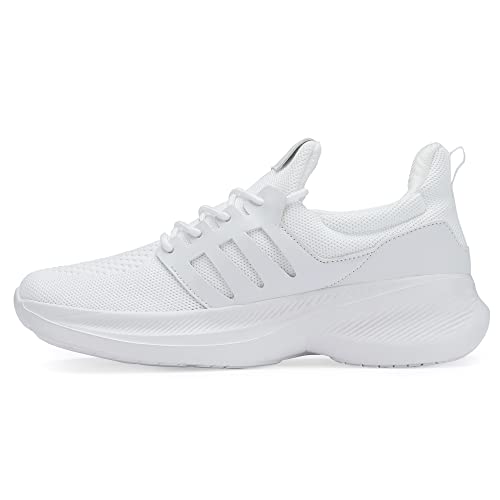 Casbeam Mens Running Shoes Light Comfort Walking Casual Sport Mesh Sneakers Work Gym Non Slip Tennis Cross Trainer White Size 8.5
