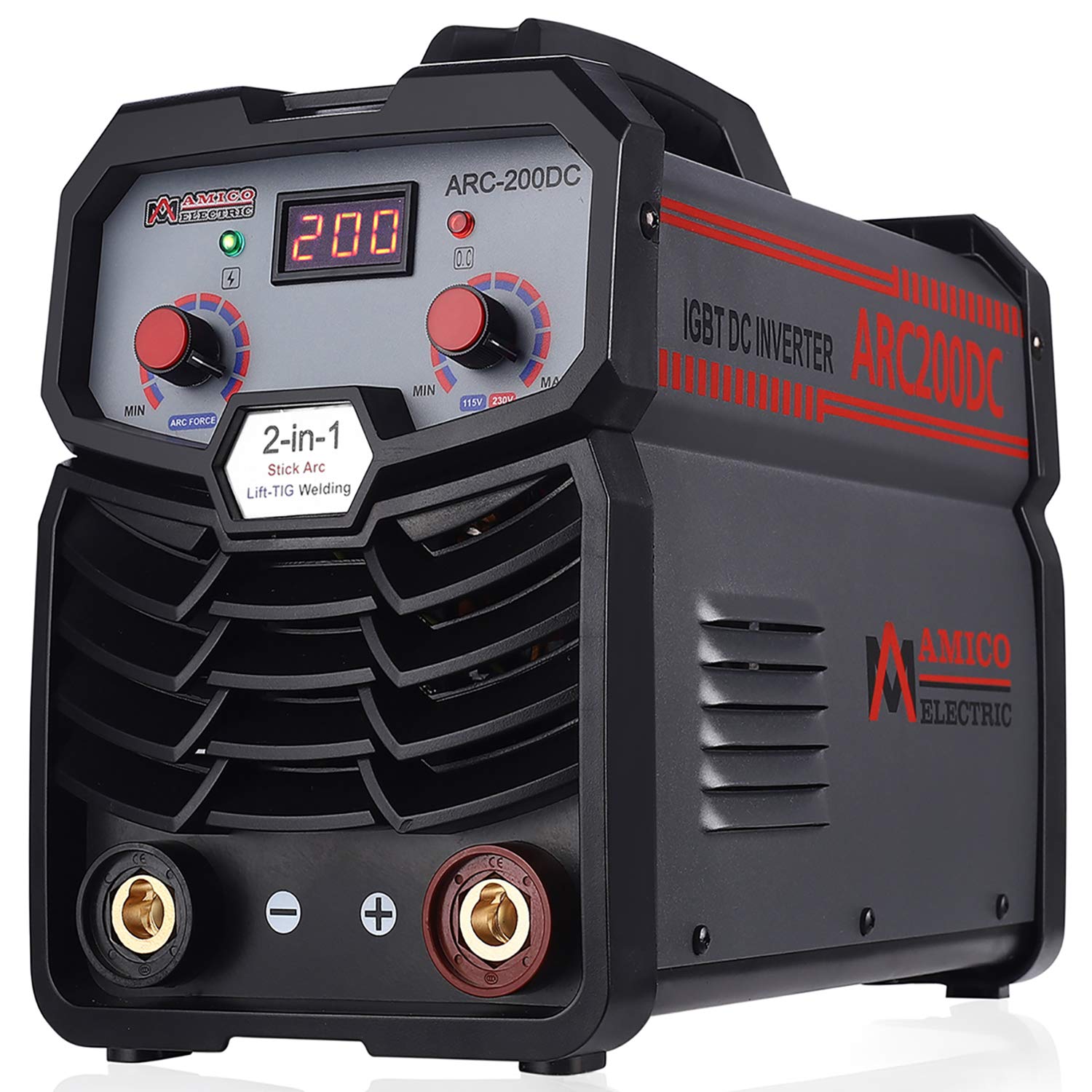 LANCERGEARS Amico ARC-200, 5-200 Amp Stick Arc Lift-TIG Combo Welder, 100-250V Wide Voltage Welding, 80% Duty Cycle, Compatible with All Electrodes: E6010 E6011 E6013 E7014 E7018 etc.