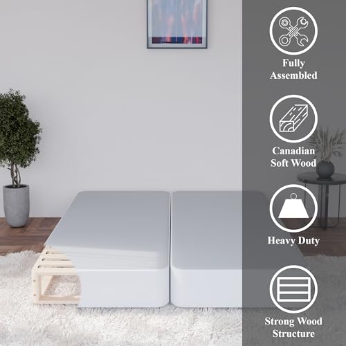 Greton Fully Assembled Low Profile Split Metal BoxSpring/Foundation For Mattress, Queen Size, 60x80