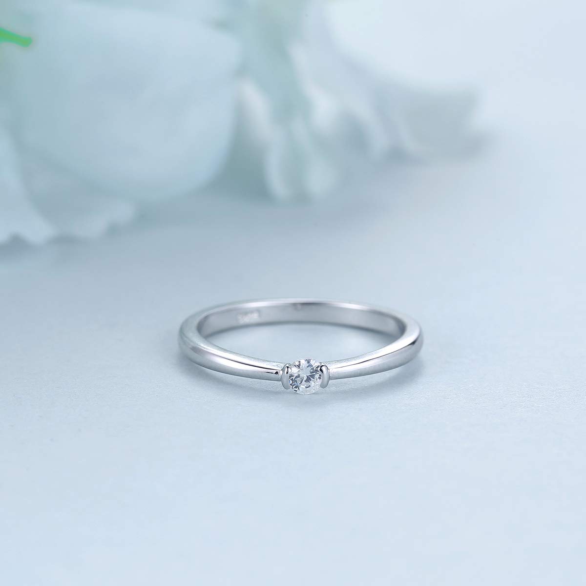 CANDYFANCY Promise Rings Cubic Zirconia 925 Sterling Silver Midi Knuckle Stackable Engagement Wedding Band Size 6.25