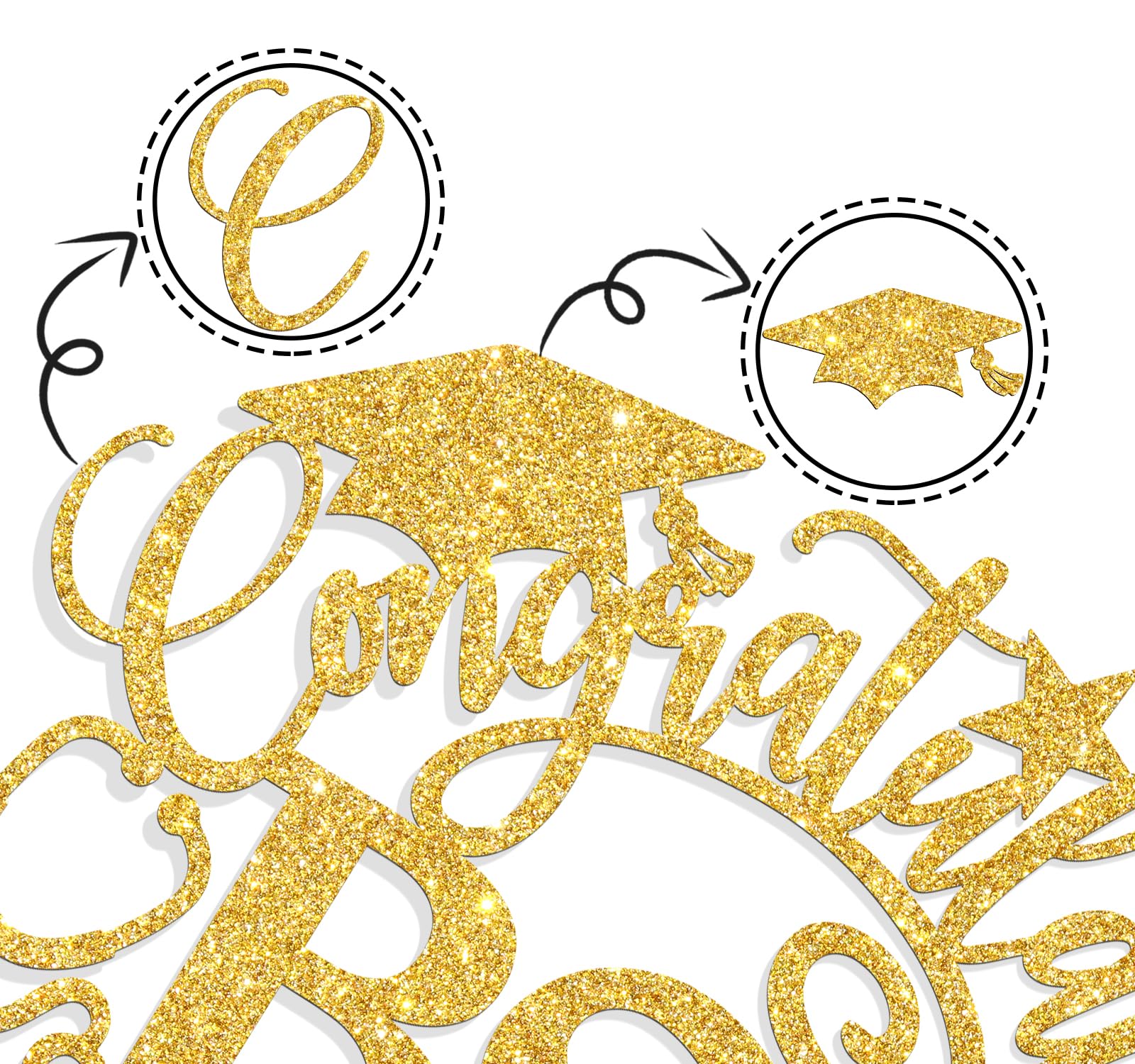 Ferburitar Congratulations BSN Cake Topper, Congrats Nurse/RN Cake Decor, 2025 Nursing School Grad Graduation Party Decorations Supplies, Gold Glitter