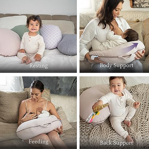 Pharmedoc Nursing Pillow for Breastfeeding β Breast Feeding Pillows for Mom - Bottle Feeding - Support for Mom and Baby - Pregnancy Maternity Pillows, Baby Shower Must Haves - Mocha