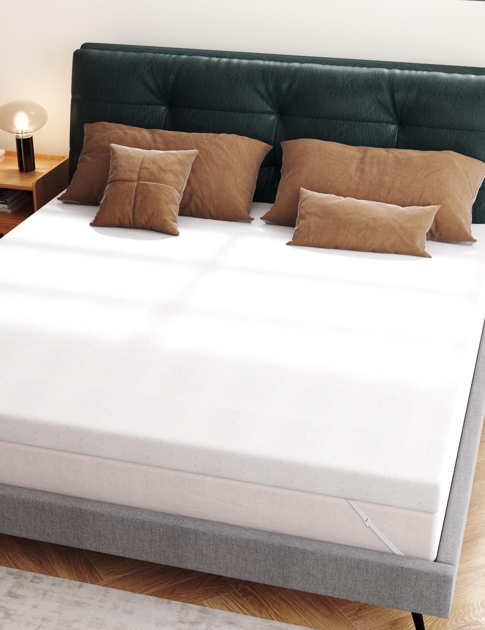 Ferlizer 3" [King] Firm Memory Foam Mattress Topper with Ultra Soft Cover & Corner Straps, CertiPUR-US Certified