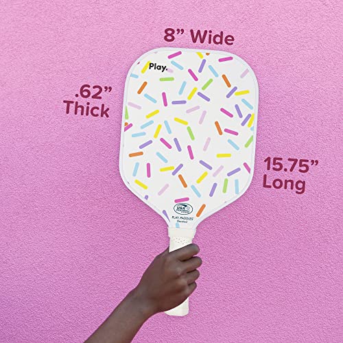 Play Paddles Indoor/Outdoor Pickleball Paddle - USA Pickleball Approved - Carbon Fiber and Polymer Honeycomb Composite Core - Hyper-Grip™ Surface and Graphite Face - Cushioned Grip Handle (Sprinkles)