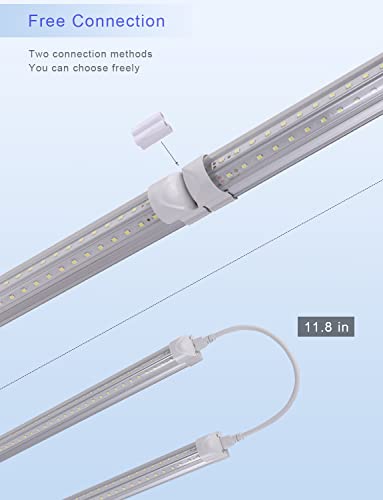 PARNOARCK Led Shop Light, Led Garage Light,2FT 20W T8 6000K Daylight 2600LM Linkable Clear Cover Integrated V-Shape,for Shop Warehouse Workbench Home Under Cabinet