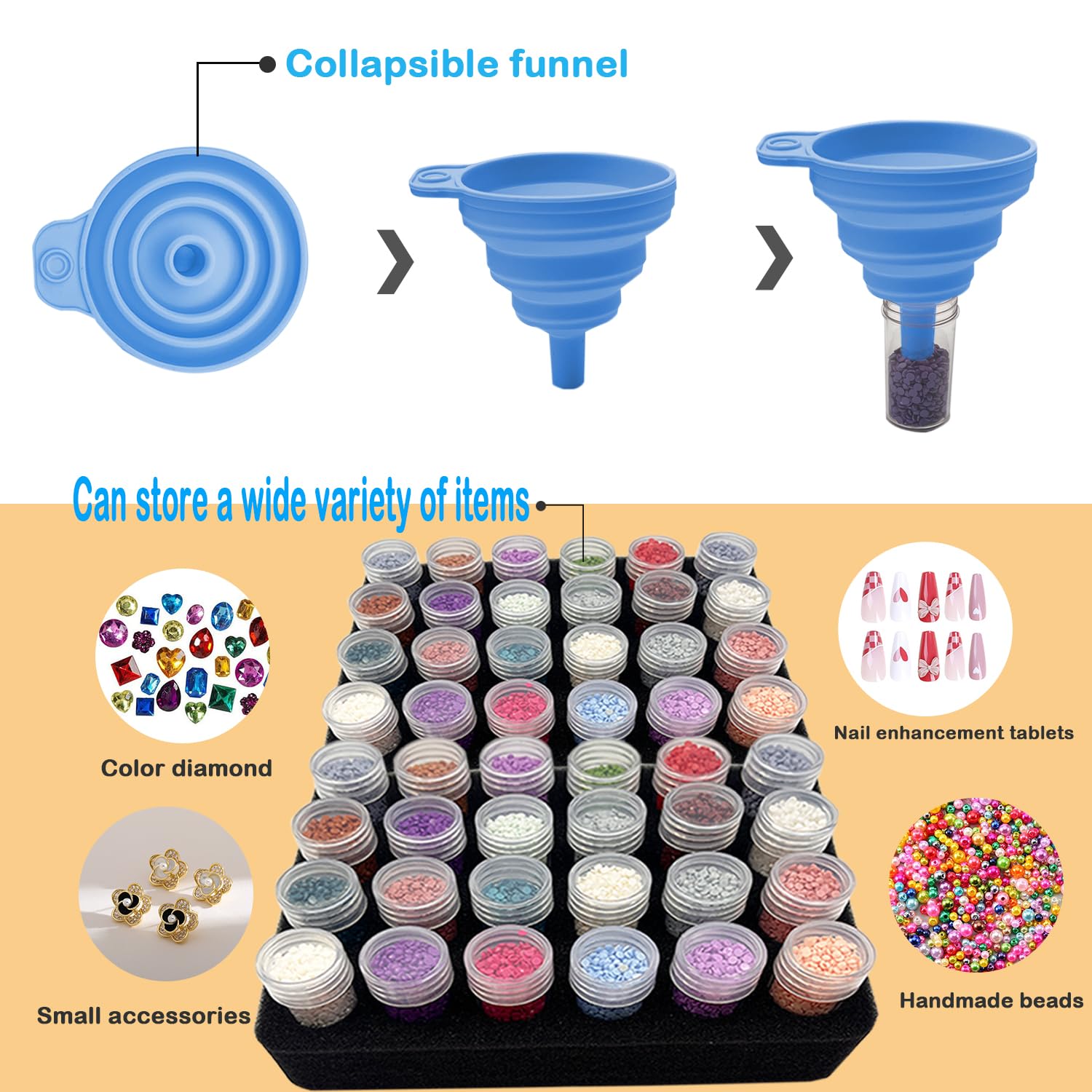 Diamond Painting Storage Containers Diamond Art Accessory Kits with Shockproof Jars,Diamond Painting Accessorys Tool Kits Craft Jewelry Bead Rhinestones Diamond Paintings Tools Organizer Box (Blue)