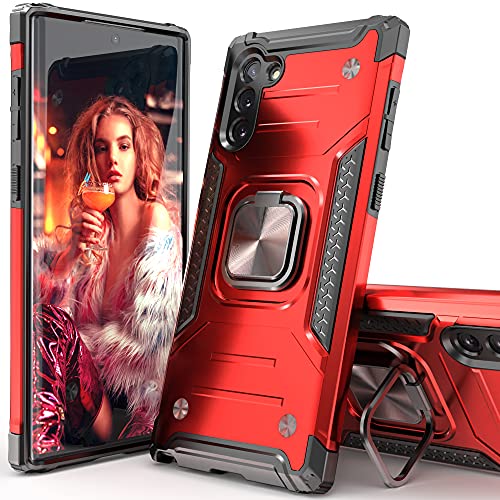 IDYStar Galaxy Note 10 Case for Women Girls, Hybrid Drop Test Cover with Card Mount Kickstand Slim Fit Protective Phone Case for Galaxy Note 10, Red
