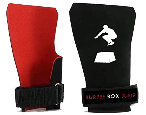 Burpee Box Jump No Hole Hand Grips Fingerless Grips - Hand Grips with Wrist Wraps for Weightlifting, Pull-Ups, Cross Training, WODs, and Gymnastics, Prevent Rips, for Men and Women (Extra Large)