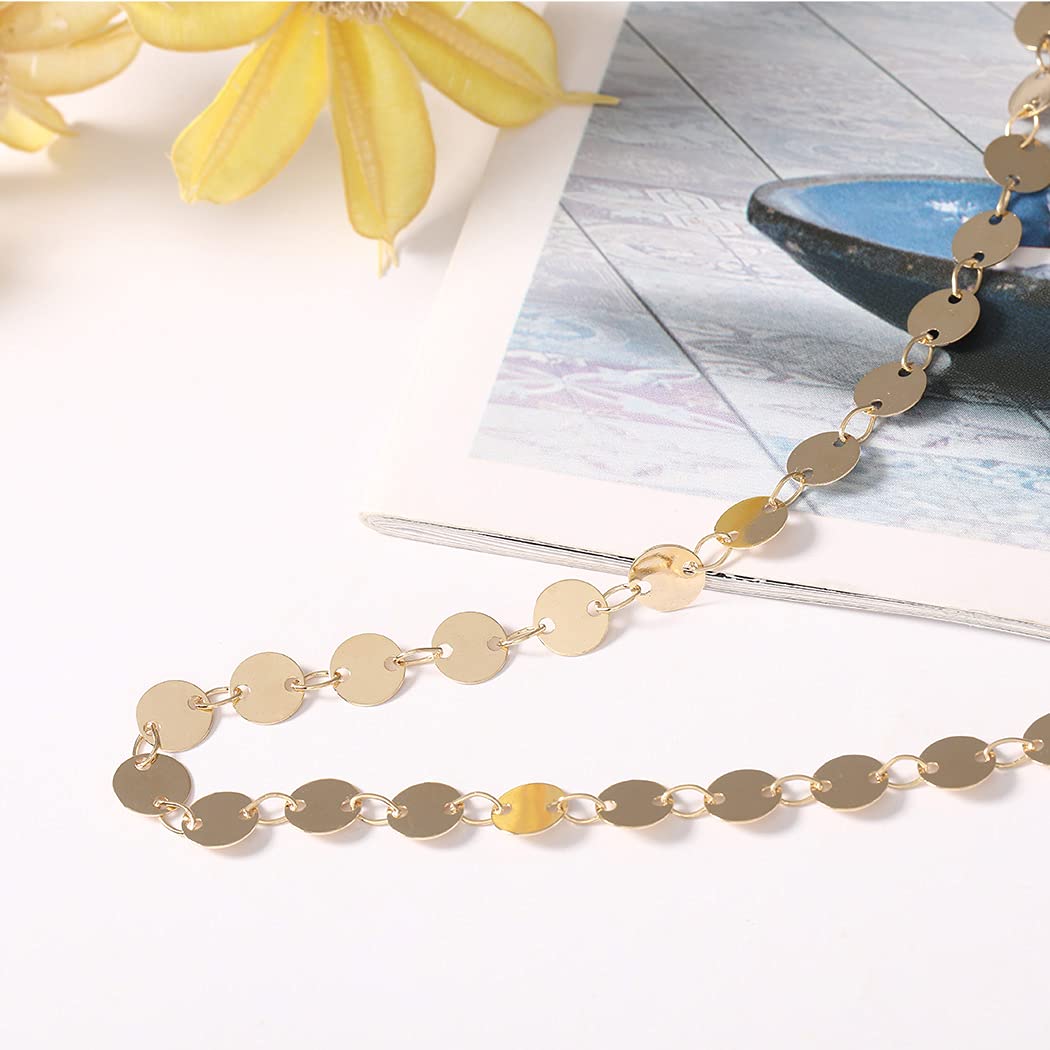 Bodiy Sequines Layered Waist Belly Chain Belt Gold Thin Body Chains Bikini Jewelry for Women and Girls