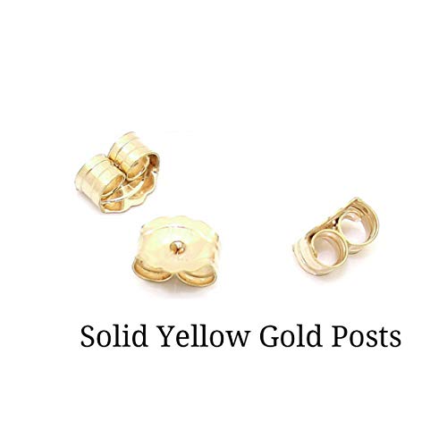 Carleen Solid Real 18K Yellow Gold Solitaire Bezel Set 0.1cttw Round Sparkling Genuine Diamond Small Tiny Stud Earrings for Women Girls, Diameter 3.8mm