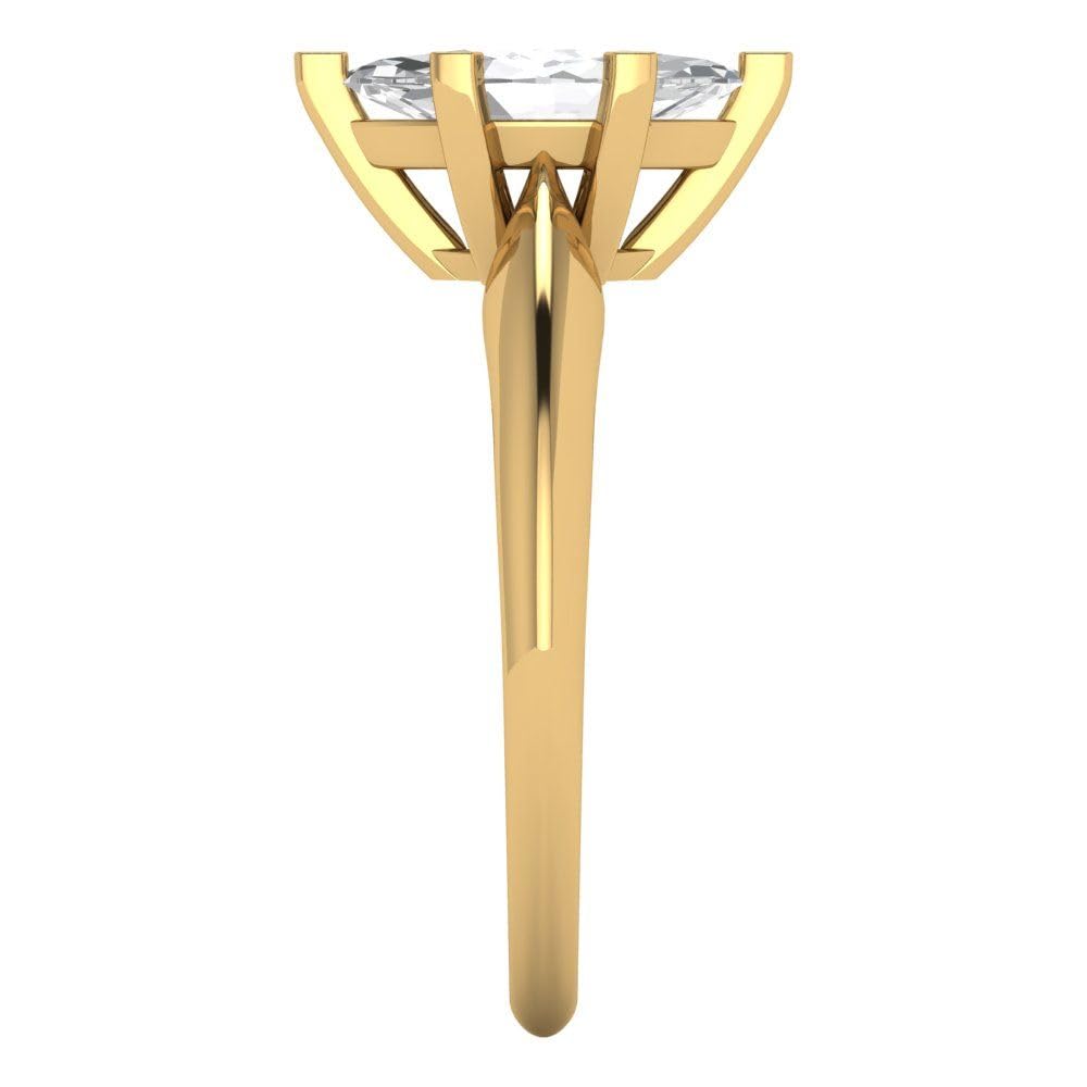 Clara Pucci Yellow 14k Solid Gold Solitaire anniversary Engagement Promise Bridal Ring 1 Ct Marquise Cut Clear Simulated Diamond Size 7.5