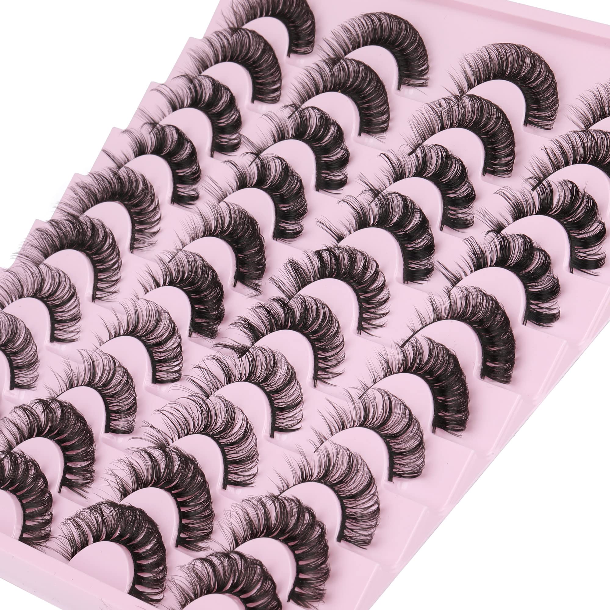 D Curl Strip Lashes Natural Look False Eyelashes Russian Strip Eye Lashes Wispy Long 5 Styles Fake Eyelashes Look Like Extensions 20 Pairs Multipack ALICROWN
