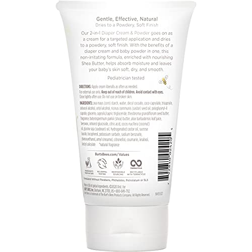 Burt's Bees Baby Daily Cream to Powder, Talc-Free Diaper Rash Cream - 4 Ounce (Pack of 3)