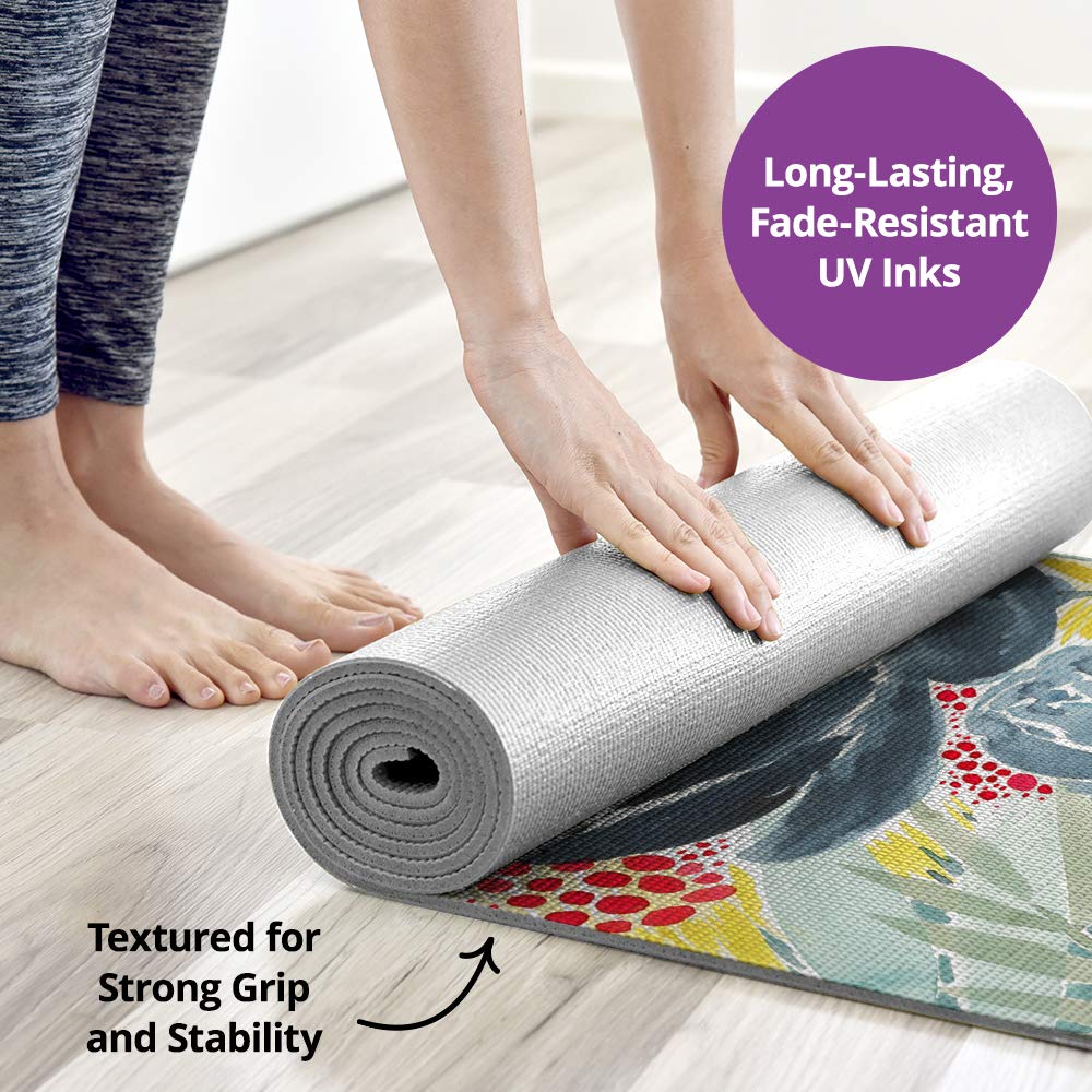 CANVAS ON DEMAND Yoga and Pilates Non-Slip Fitness Mat with Carrying Strap (Adorned Llama III) 24"x70"