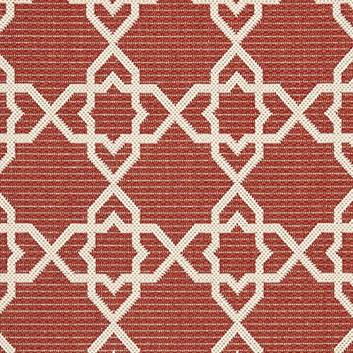 SAFAVIEH Courtyard Collection 2'7" x 5' Red/Beige CY6032 Indoor/ Outdoor Waterproof Easy-Cleaning Patio Backyard Mudroom Area-Rug