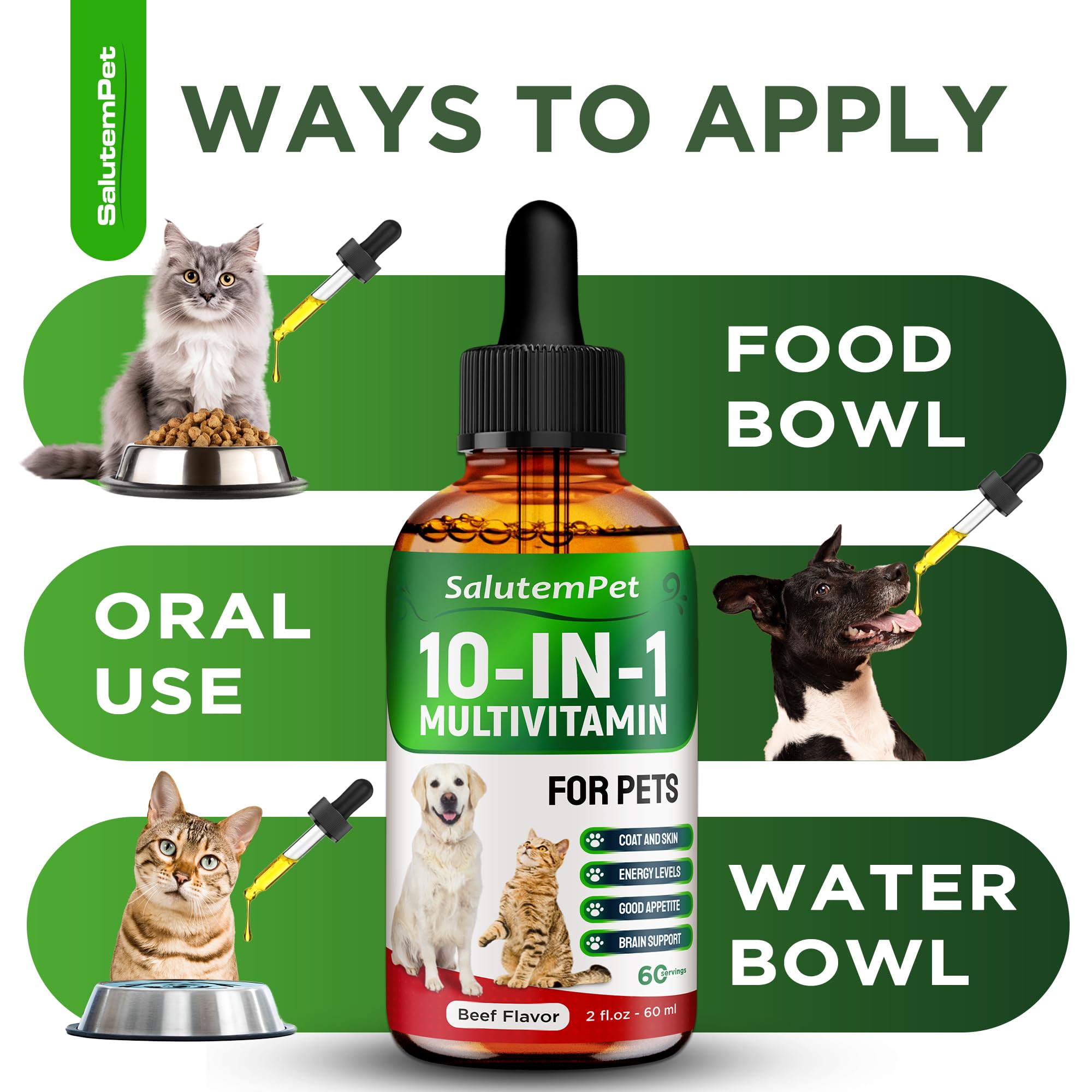 Liquid Multivitamin for Dogs | Dog Multivitamin Liquid | Multivitamin for Cats | Multivitamin for Dogs | Cat Multivitamin 10-in-1 | Cat Multivitamins for Indoor Cats | 2 Oz