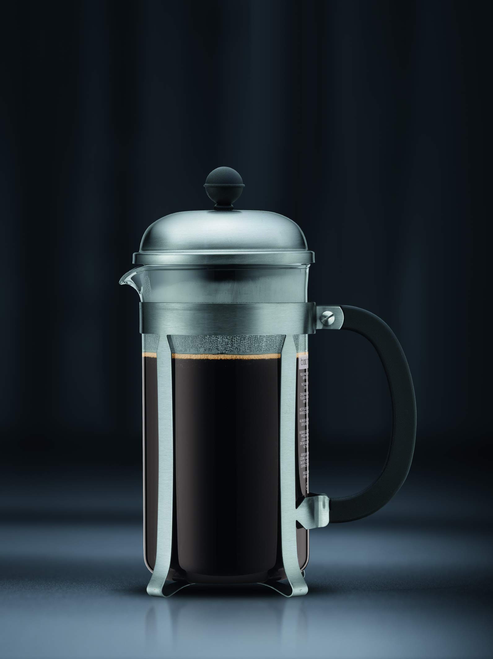 Bodum 34oz Chambord French Press Coffee Maker, High-Heat Borosilicate Glass, Brushed Stainless Steel β Made in Portugal