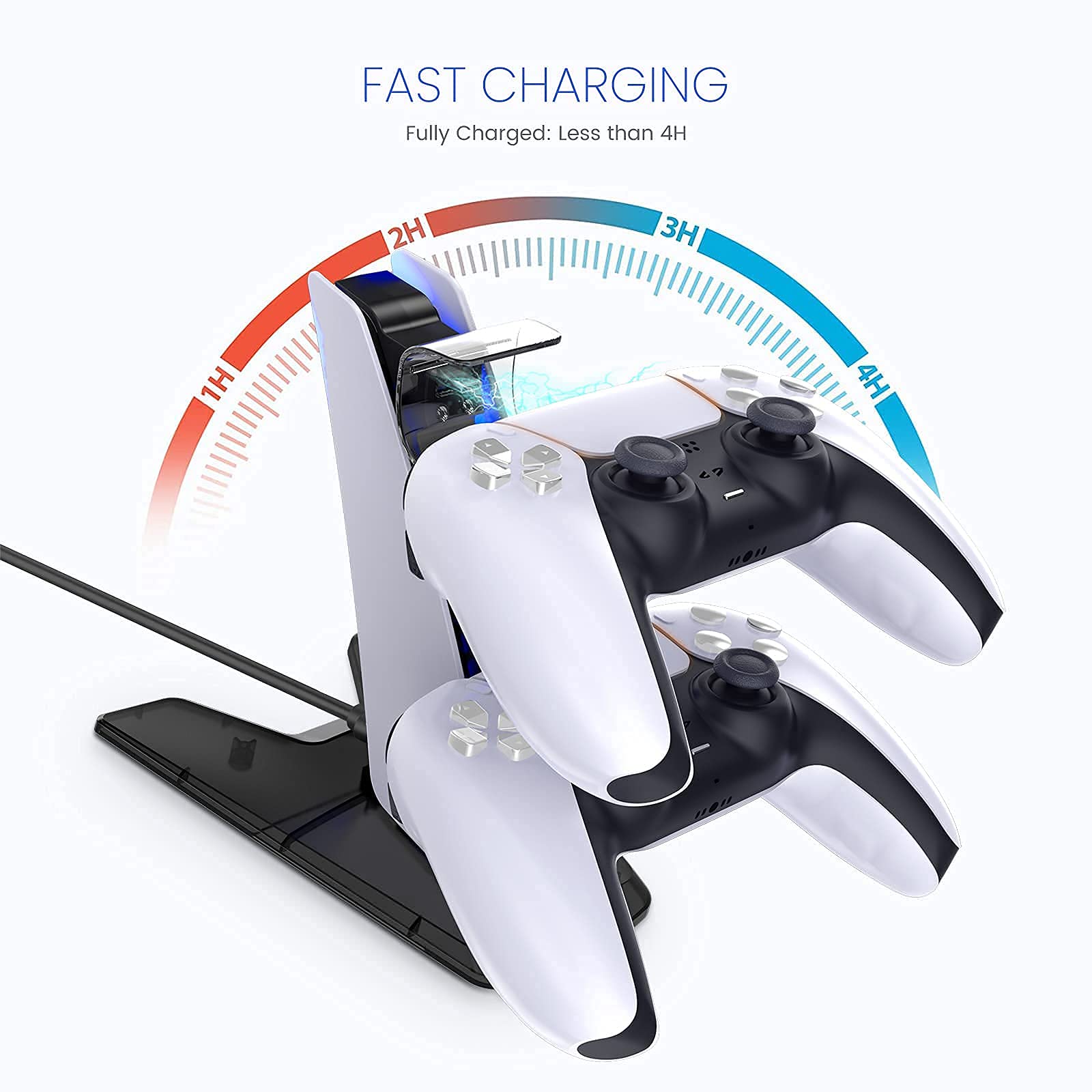 Blade Hawks PS5 Controller Charger Station, Upgraded Dual USB Type C Fast Charging DualSence Controller Charger W LED Lighting (2022)