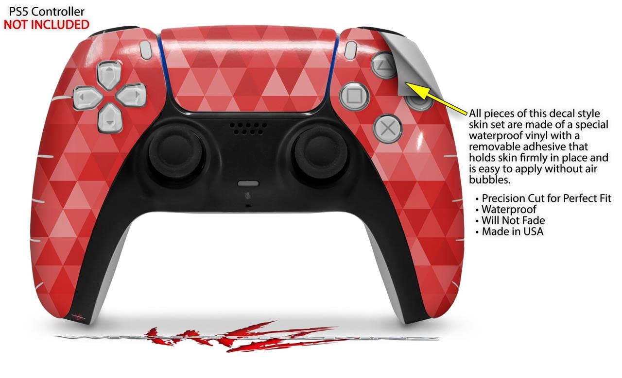 WraptorSkinz Skin Wrap compatible with Sony PS5 DualSense Controller Triangle Mosaic Red (CONTROLLER NOT INCLUDED)