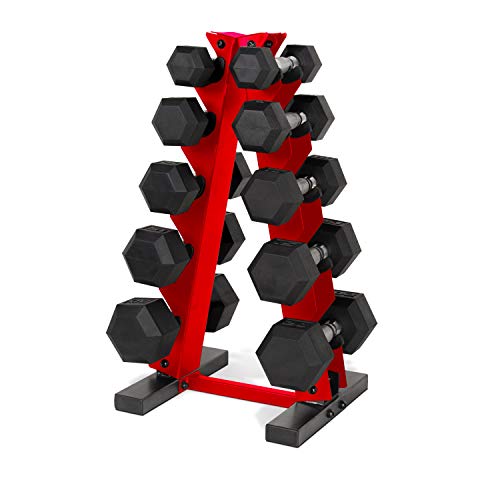 CAP Barbell 150-Pound Dumbbell Set with Vertical Rack, Red (SDRS-150R-12BISRD)