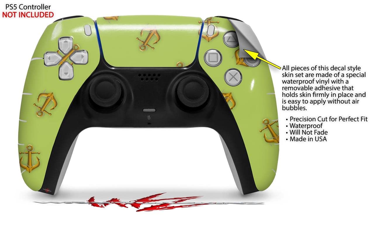 WraptorSkinz Skin Wrap compatible with Sony PS5 DualSense Controller Anchors Away Sage Green (CONTROLLER NOT INCLUDED)