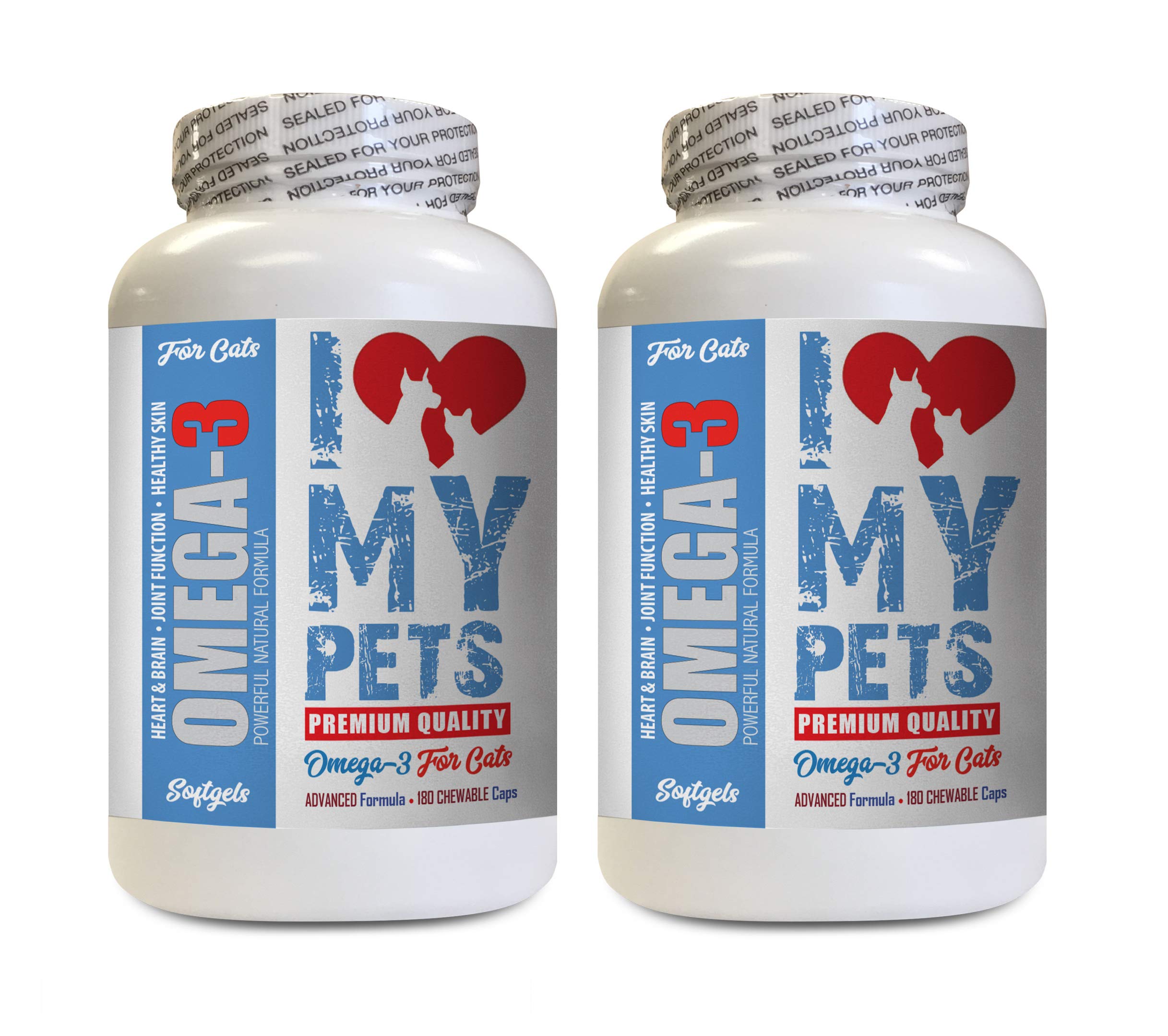 I LOVE MY PETS LLC cat Itch Relief - Omega 3 Fatty ACIDS for Cats - Best Health Option - Premium - cat Joint Health Treats - 360 Softgels (2 Bottles)
