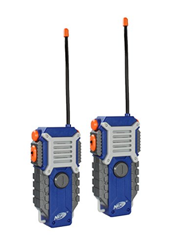 Sakar Nerf Walkie Talkie for Kids Fun at The Touch of A Button, Set of 2, 1000' Range, Rugged Pair Battery Powered Gray Blue & Orange