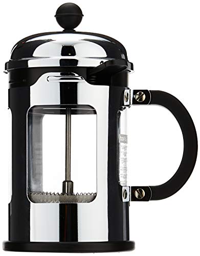 Bodum Chambord 4 Cup French Press Coffee Maker with Locking Lid Stainless Steel, 17-Ounce